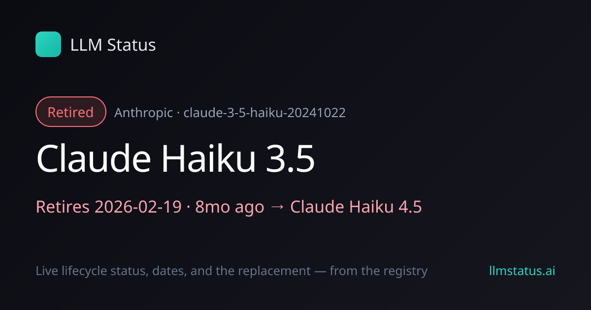Claude Haiku 3.5 — retirement date & lifecycle · LLM Status